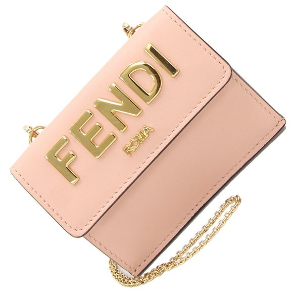 Fendi | Bags | Fendi Trifold Wallet 8m48 Pink Beige Leather Compact ...